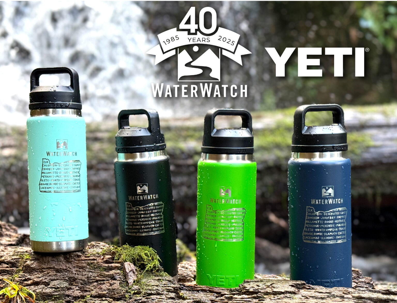 WaterWatch of Oregon 40th Anniversary YETI Water Bottles - WaterWatch